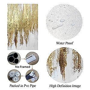 Gold Abstract Canvas Wall Art Gold Foil Modern Textured Artwork Gold Textured Print Abstract Textured Painting Glitter Abstract Wall Art Gold and White Modern Painting Living Room 16x24inch No Frame