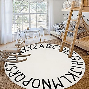 HiiARug ABC Large Area Rug for Nursery Soft Kids Play Mat Round Educational Alphabet Floor Area Rugs Non-Slip for Children Toddlers Nursery Bedroom Living Room