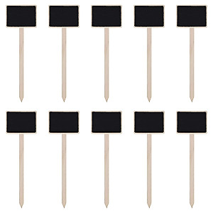 HEALLILY 10Pcs Mini Wood Chalkboard Stakes Nursery Garden Plant Tags Nursery Garden Plant Markers Tag Gardening Plant Labels Signs for Herbs Flowers Vegetables