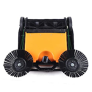 Automatic Hand Push Sweeper Broom, 360 Degree Rotating Cleaning Machine Sweeping Tool Floor Sweeper Walk-Behind Outdoor and Indoor Twin Sweeper, 24,480 Square feet per Hour, 4 gal Waste Container