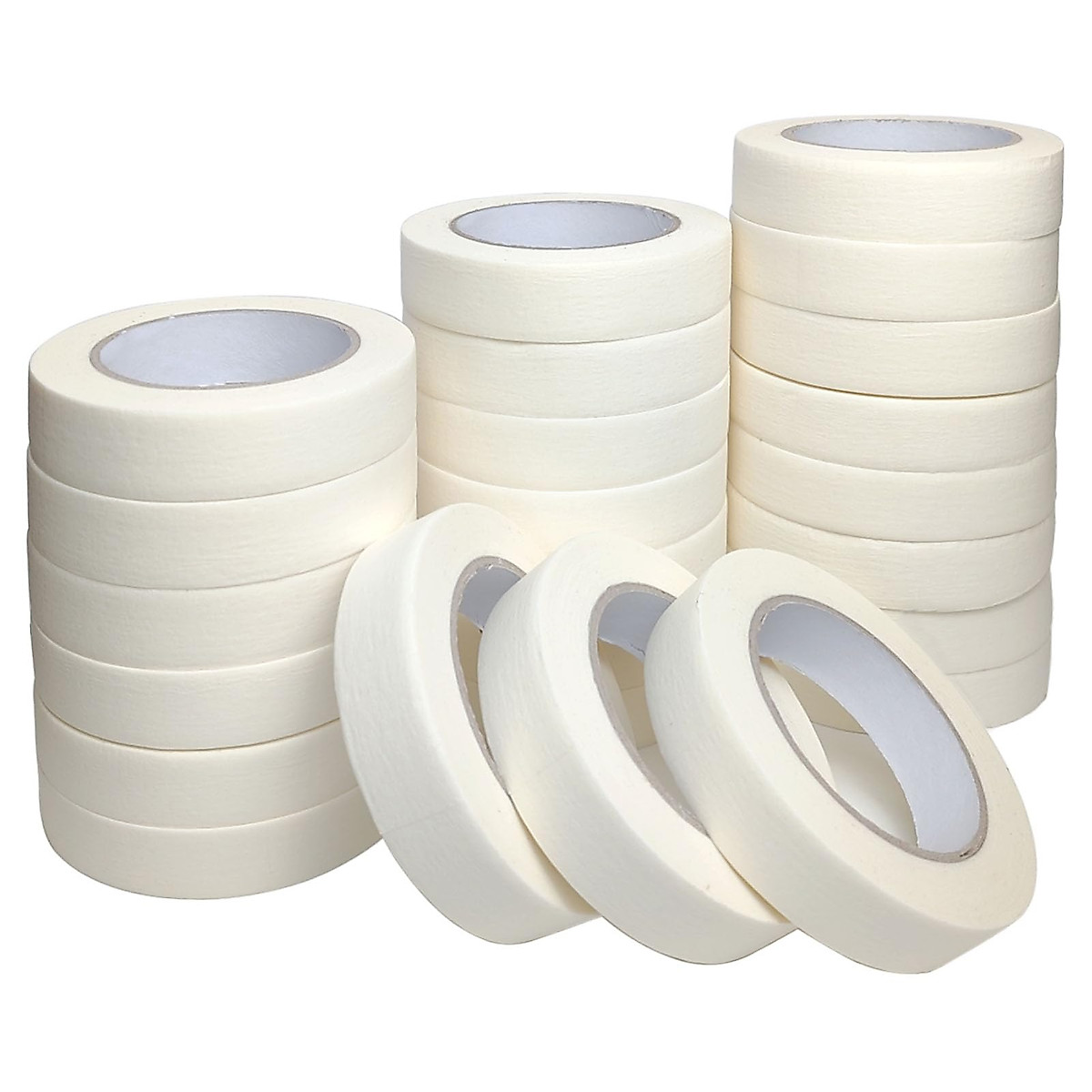 Lazybug studio Masking Tape 1 inch Wide, 24 Pack White Masking Tape, 1 inch x 55 Yards x 24 Rolls, 1320 Yards in Total