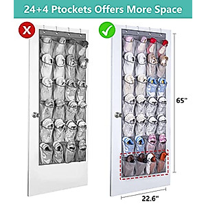 MISSLO 28 Large Pockets Hanging Shoe Organizer and 28 Large Pockets Hanging Shoe Rack Door Shoe Organizer Hanging Shoe Storage Hanger for Closet Mesh Holder
