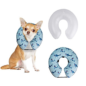 CuteBone Inflatable Dog Donut Collar with Removable Soft Fleece Covers for Small/Medium/Large Dogs and Cats After Surgery GWB05M