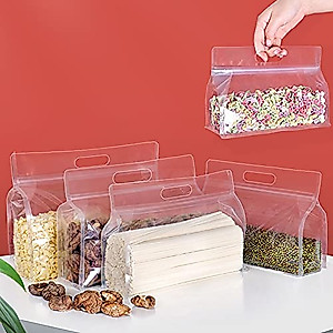Reusable Airtight Food Storage Bags - large capacity,Great for Dry Food Storage Cookies,Candy,Coffee, Tea, Cereal,Flour & Sugar - Resealable Clear Party Favor Treat Bags Pouches -Standable 10pcs