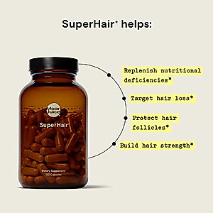Moon Juice SuperHair Natural Hair Nutrition Supplement & Multivitamin for Healthier, Thicker, Stronger Hair-250mg Ashwagandha, 500mcg Biotin& 120mg SawPalmetto - Vegan, Non-GMO (120 Capsules) …