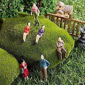 Juexica 80 Pcs Mini People Figurines 1:50 Scale Model Trains Architectural Painted Figures Tiny Plastic Miniature Sand Tray Miniatures Sitting Standing Toy for Scenes