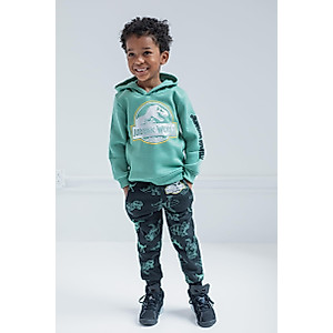 Jurassic World Dinosaur Big Girls Fleece Pullover Hoodie Black/Green 10-12