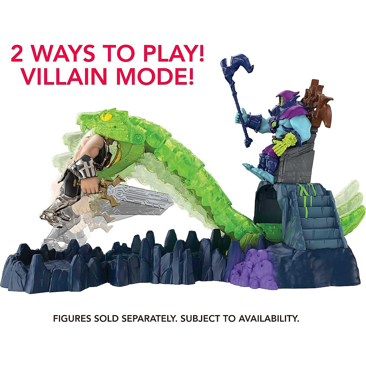 Masters of the Universe He-Man and The Chaos Snake Attack Playset, Skeletor Fortress with 2 Action Figures (He-Man & Skeletor), Gift for Adult Collectors & Motu Fans Ages 4 Years & Older