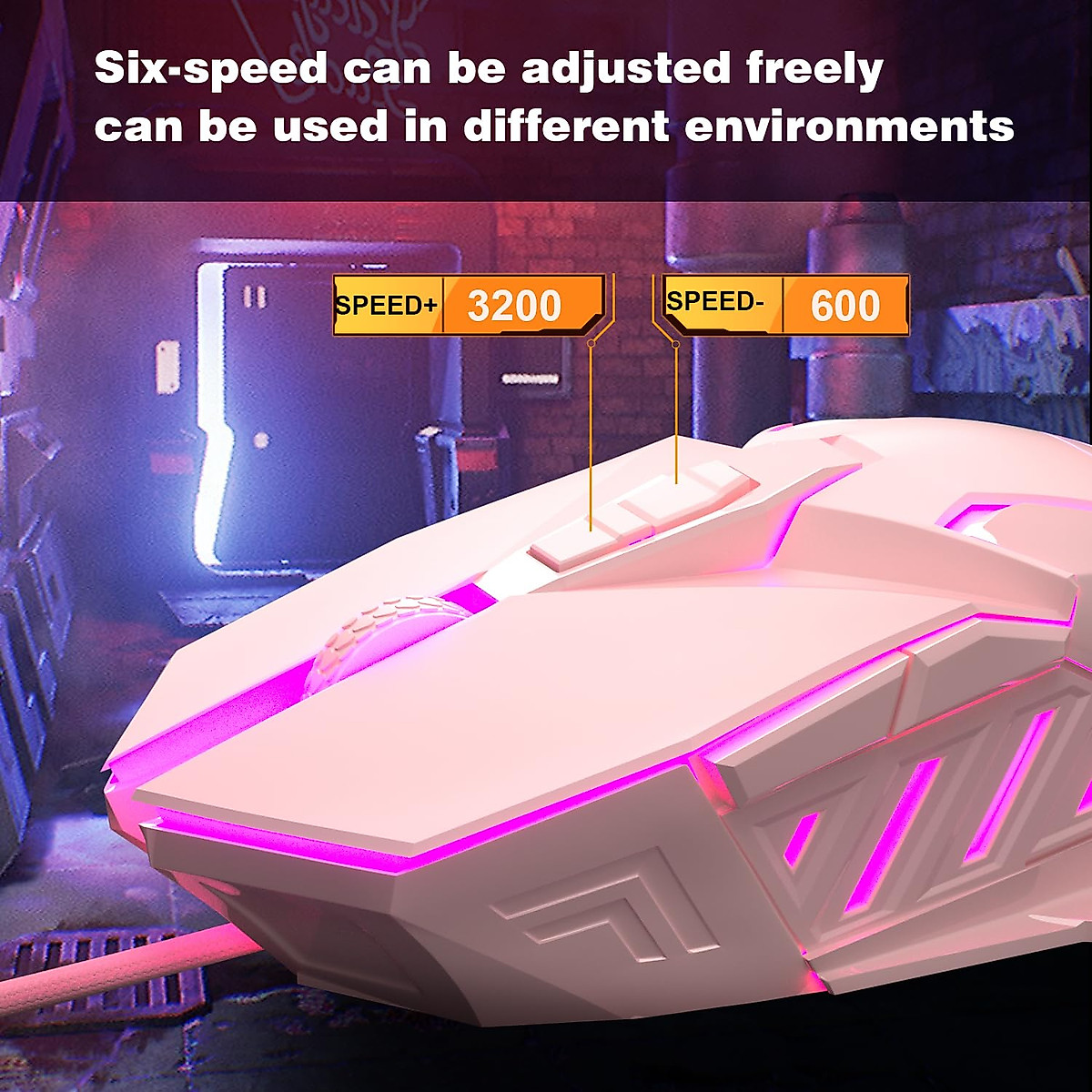 MageGee G10 Gaming Mouse Wired, 7 Colors Breathing LED Backlit Gaming Mouse, 6 Adjustable Speeds, Ergonomic Optical Computer Mouse with 7 Buttons for Windows PC Gamers