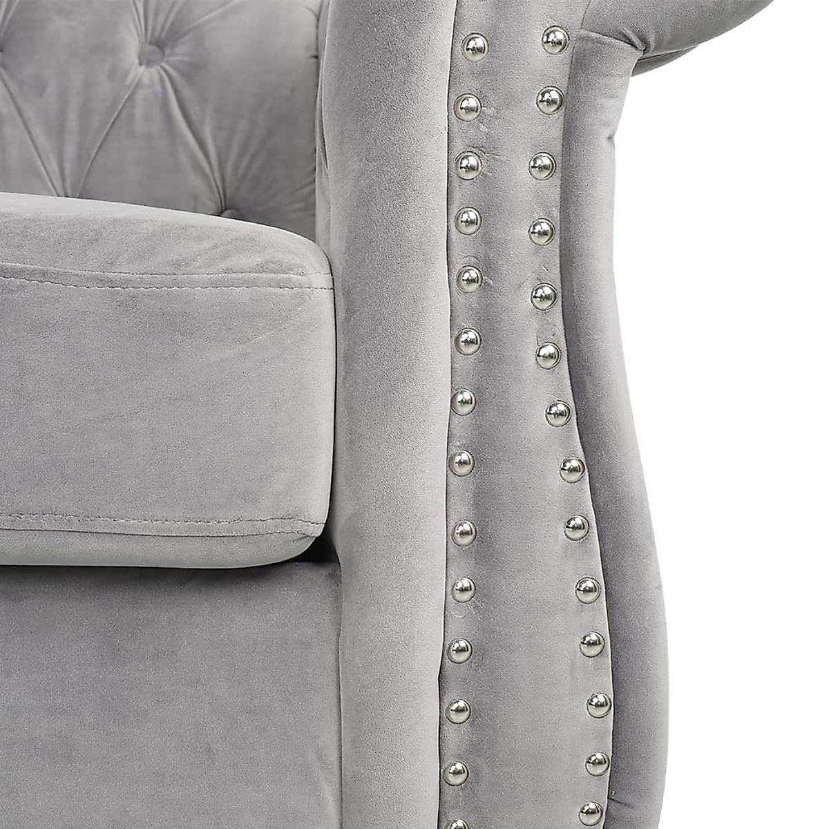 LEVNARY Three-Seat Velvet Sofa, Large Sofa Classic Tufted Chesterfield Settee Sofa Modern 3 Seater Couch Furniture with Tufted Back for Living Room, Dark Grey