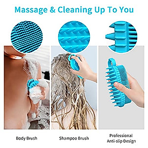 BathWe 2 Pack Silicone Body Scrubber, 2 in 1 Shower and Shampoo Scalp Massager Brush for Dry and Wet, Men Women Bath Exfoliate Accessory (Large)