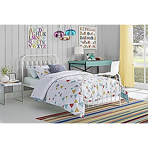 Novogratz Bright Pop Metal Bed, Adjustable Height for Underbed Storage (6.5" or 11"), Metal Slats Included, Twin, White