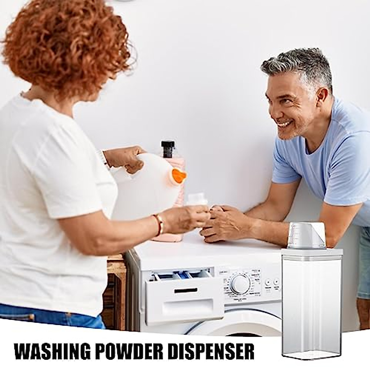 Laundry Detergent Dispenser, Washing Powder Storage Detergent Container with Measuring Cup, Laundry Powder Container Fabric Softener Box, Detergent Dispenser for Bathrooms Toilets