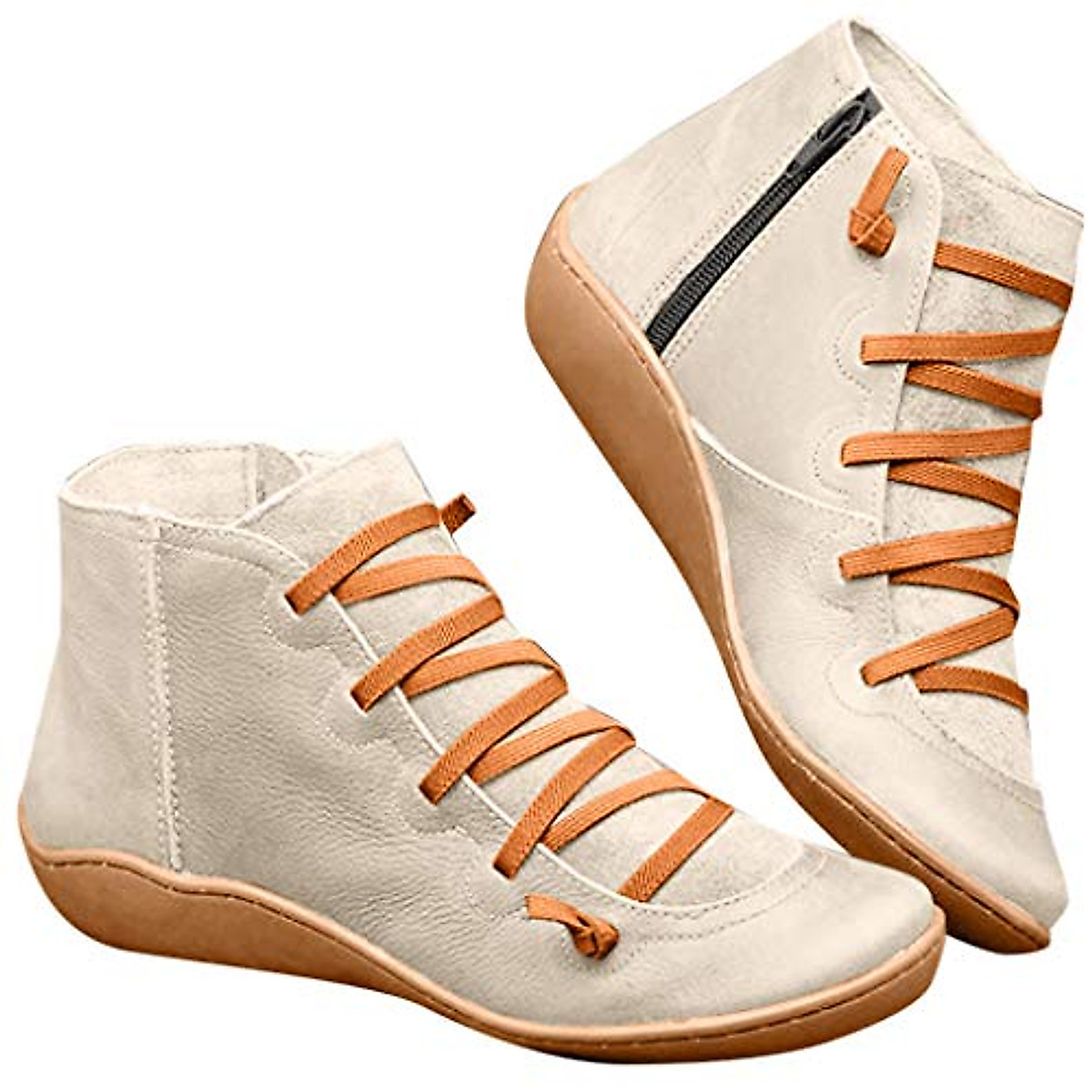 2019 New Arch Support Boots- Women's Leather Damping Shoes Fashion Side Zipper Platform Booties Casual Christmas Shoes