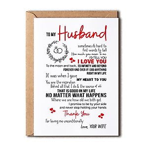 KrysDesigns To My Husband I Love You Card. Romantic Card For Husband. Wife To Husband Quote Card. Birthday Husband Card - Happy Birthday Husband Card 5 x 7 inches