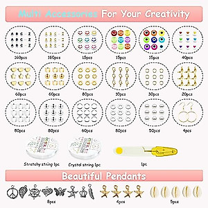 Velavior 15,000 pcs Clay Beads Bracelet Making Kit, 96 Colors Polymer Heishi Beads for Jewelry Making Kit 6mm Flat Round Beads with Letter Beads Charms Elastic Strings for Girls Preppy Craft Necklace