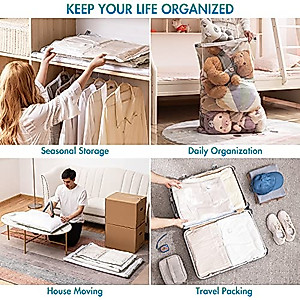 TAILI Cube Vacuum Storage Bags 4 Pack and Flat Vacuum Storage Bags Variety 12 Pack, Space Saver Bags for Clothes and Bedding, Saving 80% Space