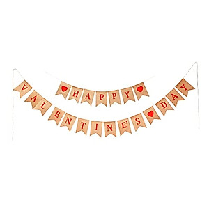 Mandala Crafts Happy Valentines Day Banner Valentines Day Decor - Burlap Happy Valentines Day Sign Decoration - Heart Valentine Garland for Fireplace Mantel