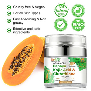 Cream for Face, Papaya Kojic Acid Glutathione Natural Skin Nourishing Resurfacing Face Cream, Day&Night Moisturizing Skin Cream, Brighting Dark Spots, Intensely Hydrating, Provide Elastic and Youthful