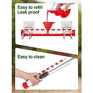 Close-up Viewing Window Hummingbird Feeder with 8 Ports Leak Proof, Top Fill & Easy to Clean Humming Bird Feeders Tube for Outdoors, 2 Pack