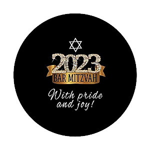 Bar Mitzvah 2023 I With Pride & Joy I Yellow Banner Decor PopSockets Standard PopGrip
