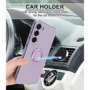 DREOLA Samsung Galaxy S23 Case with Ring Stand [360° Rotatable Ring Holder Magnetic Kickstand] [Soft Microfiber Lining] Slim TPU Shockproof Protective Phone Cases for Samsung Galaxy S23 Purple