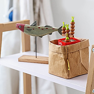 Nachukan Washed Kraft Paper Bags for Food Storage, Waterproof Fruit & Veggie Holding, Reusable Household Produce Bags(S)