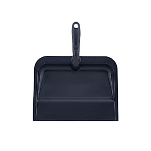 Superio Heavy Duty Plastic Dustpan with Comfort Grip Handle Black, Durable, Lightweight Multi Surface Dust Pan Easy Broom Sweeping, 10 inches Wide, 1-Pack