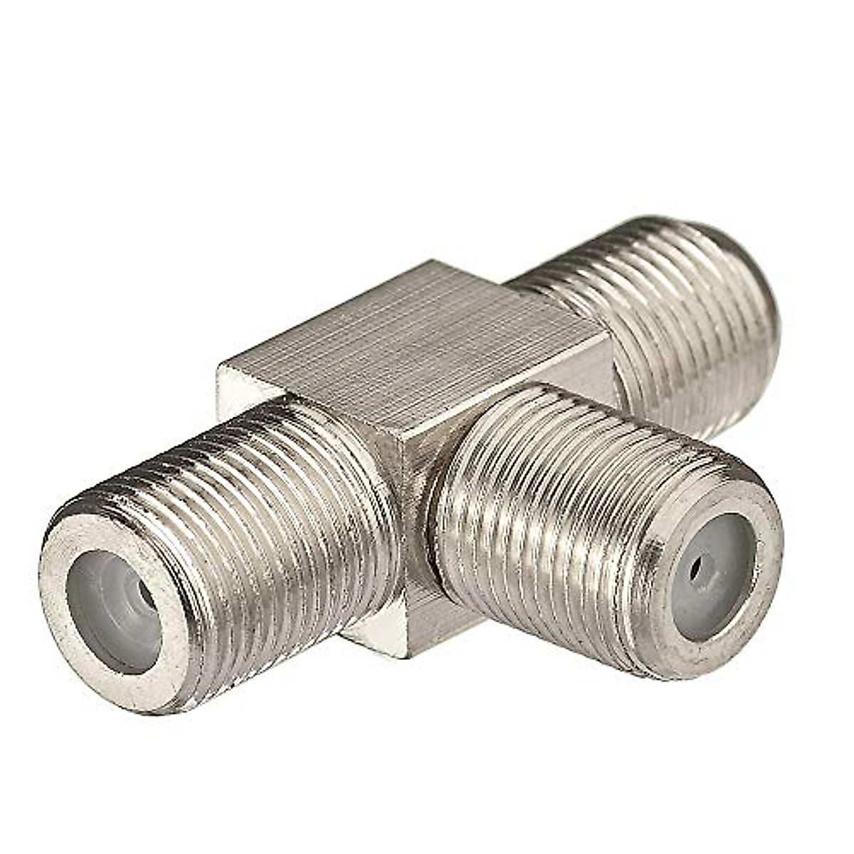 wlaniot F Type Splitter 3 Way F-Type Female to 2 Female Coaxial Connector Adapter T-Shape for TV Video VCR Antenna TV Cable Satellite Tuner Antenna 2pcs