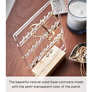Yamazaki Home Rin Jewelry Organizer Stand Earring Necklace Bracelet Standing Display Holder Storage, Natural Wood Box - Abs Plastic