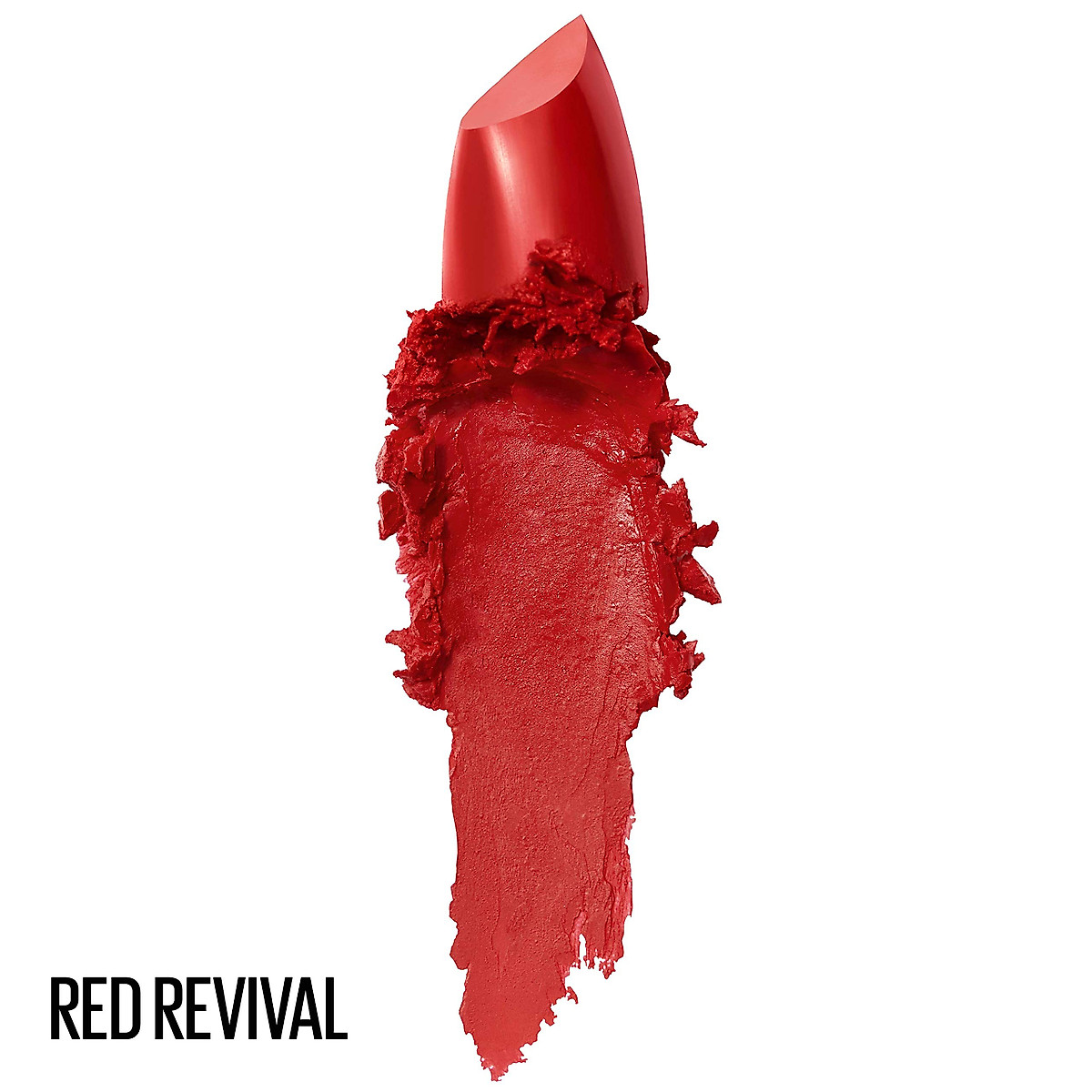 Maybelline Color Sensational Lipstick, Lip Makeup, Cream Finish, Hydrating Lipstick, Nude, Pink, Red, Plum Lip Color, Red Revival, 0.15 oz; (Packaging May Vary)