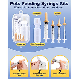 Huimpet 52Pcs Puppy Whelping Kit, Newborn Pets Whelping Supplies with 4 Puppy Feeding Tube,15 Puppy Whelping Collars, 15 Cord Clamps, 2 Gloves, Digital Thermometer, Stethoscope and More