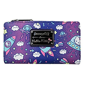 Loungefly x Hello Kitty Spaceship Allover-Print Flap Faux Leather Wallet (Multicolored, One Size)
