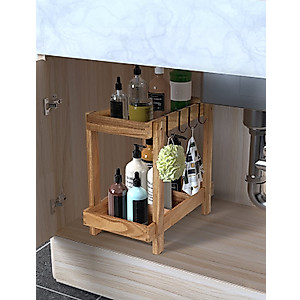 Under Sink Organizers Storage 2 Tier Multi-Purpose Kitchen/Bathroom Sink organizer Wood Under the Sink Organizer for Bathroom Kitchen