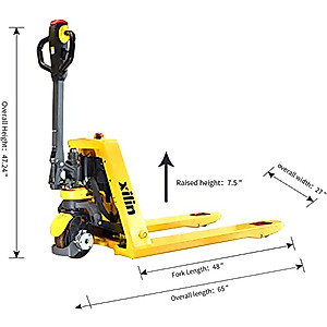 Xilin Full Electric Lithium Pallet Truck Lithium Battery Mini Type Walkie Pallet Truck 48"x27" Fork Size and Manual Pallet Jack 4400Lbs Capacity Mini Pallet Truck -48" L x21 W Forks