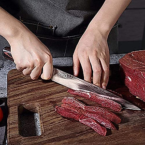 Jikko New Reinforced Carbon Steel Japanese Kitchen Knife Set – Original Series – Ultra Sharp Japanese Knife Set & Chef Knife with Mahogany & Walnut Wood Handles – Professional Chef's Knives