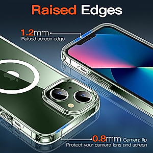 Redpepper Magnetic for iPhone 13 Mini case[Compatible with Magsafe][Tempered Screen Protector][Non-Yellowing] Slim Shockproof for iPhone 13 Mini Phone case Cover 5.4 Inch-Clear