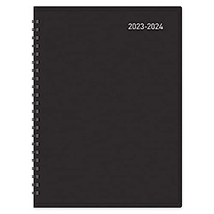 2023-2024 Office Depot® Brand 18-Month Weekly/Monthly Academic Planner, 6" x 8", 30% Recycled, Black, July 2023 to December 2024