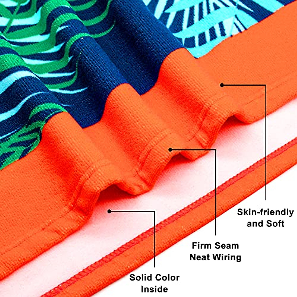 Touchat Beach Towel Oversized,Super Absorbent Sand Free Thick Microfiber Beach Towel,Cute Tropical Palm Leaf Beach Towels 30”x60” for Kids,Men,Women,Girls,Boys