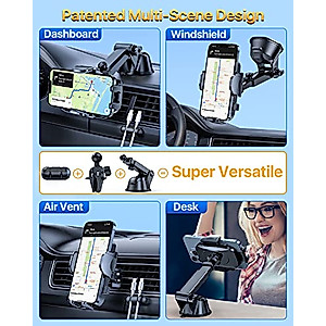 YRU [Upgrade 80LBS Strong Suction] Car Phone Holder Mount,[Bumpy Road Stable] Dashboard Cell Phone Holder for Car Air Vent Windshield Phone Stand for iPhone 14 13 12 Pro Max Samsung & Pickup Truck