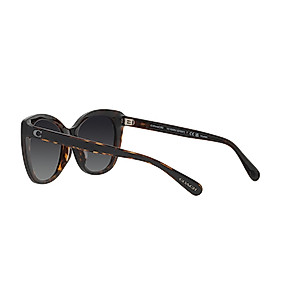 Coach HC8365U Universal Fit Sunglasses, Black/Dark Tortoise/Grey Gradient Polarized, 55 mm