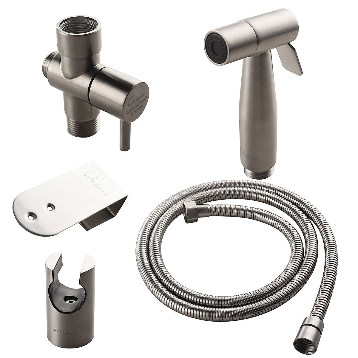Ownace Brushed Nickel Hand Held Bidet Sprayer Qualitied Stainless Steel Diaper Sprayer Shattaf Complete Set for Bidet Toilet Bathroom