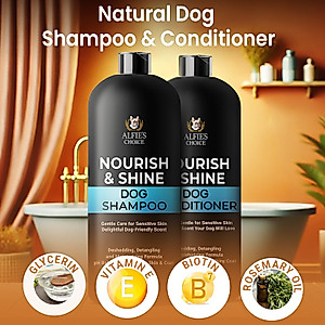 Dog Shampoo and Conditioner Set for Allergies, Itching & Daily Use | Itchy Skin Relief & Odor Control | with Lavender & Rosemary Oils for Calming | Safe for Sensitive Skin | All Dogs, 16 fl oz x 2