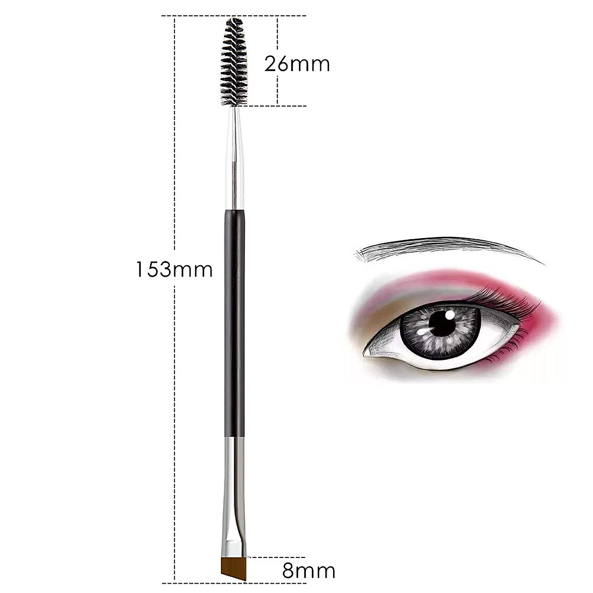 KINGMAS Eyebrow Brush, Professional Dual Angled Eye Brow Brush and Spoolie Brush Eyelash Comb Eyebrow Tool (Black)