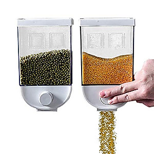 Wall-mounted Cereal Container Dispenser,Baffect Laundry Beads Dispenser Plastic Airtight Storage Containers Sealed Can for food Rice Candy Beans(1000ML 2PC)