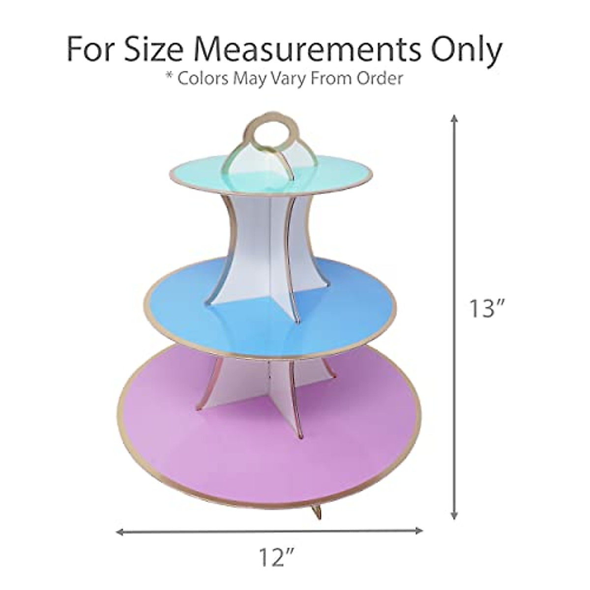 3-Tier Dessert & Cupcake Decorative Serving Tray Stand for Birthdays and All Themed Parties & Events, 2 Serving Towers Per Pack (Pastel Rainbow)