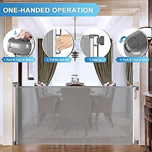 Retractable Baby Gate Extra Wide 35" Tall, Extends to 70" Wide Mesh Pet Gates for Kids or Pets with 2 Sets of Mounting Hardware Indoor Outdoor Long Baby Gate Dog Gates for Doorways, Stairs (35" x 70")