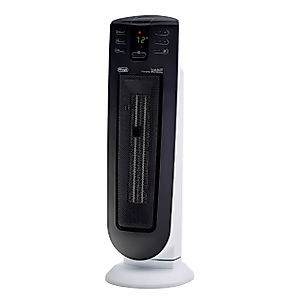 DeLonghi Ceramic Tower Space Heater, portable quiet 1500 Electric Space Heater for indoor use, timer, remote, ECO energy efficient, safety features, 24 inches tall, TCH7915ER
