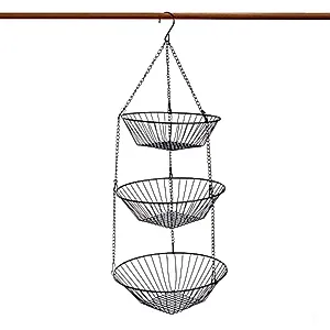 3-Tier Kitchen Wire Storage Basket Hanging Basket Fruit Storage