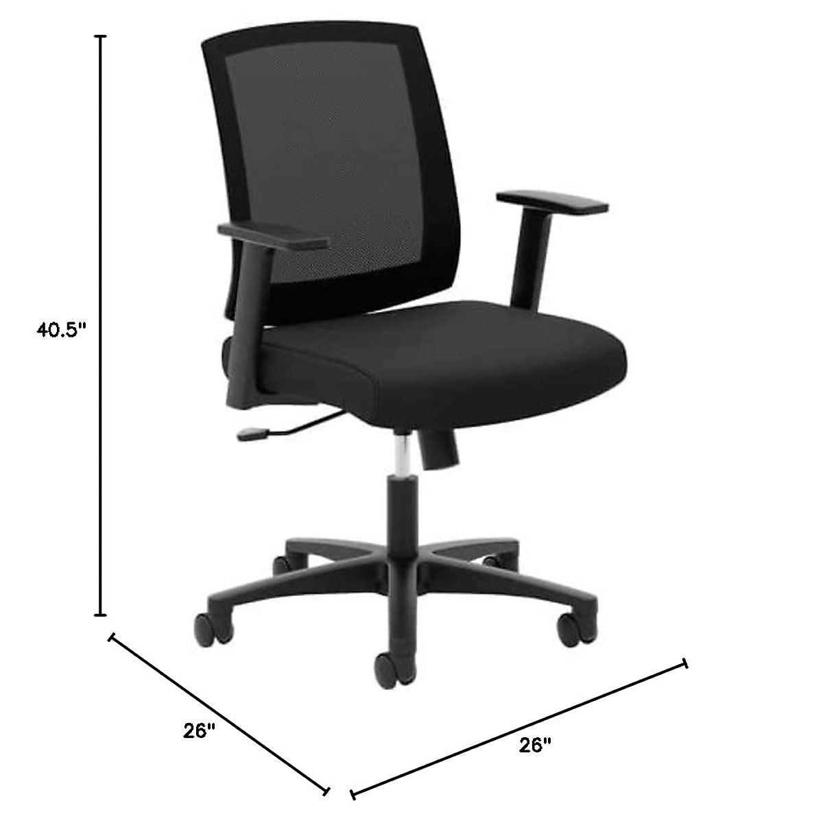 HON Torch Mesh Mid-Back Task Chair, Fixed Arms, in Black (HVL511)